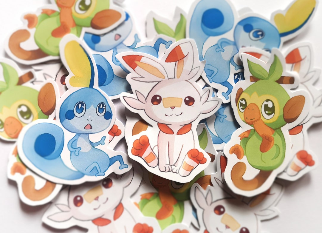 Pokémon Sword and Shield, Grookey, Scorbunny, Sobble stickers - Etsy