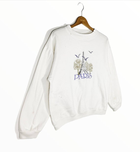 Rare!! Vintage Paris Eiffel Tower Sweatshirt Embroide… - Gem