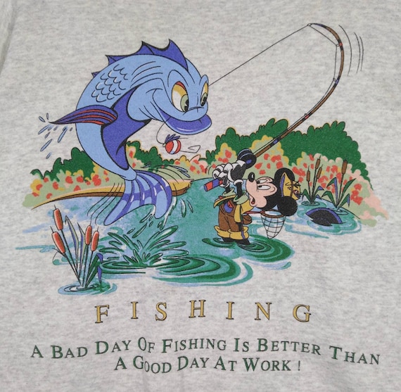 RARE Vintage THE DISNEY Store Mickey Fishing Big Logo… - Gem