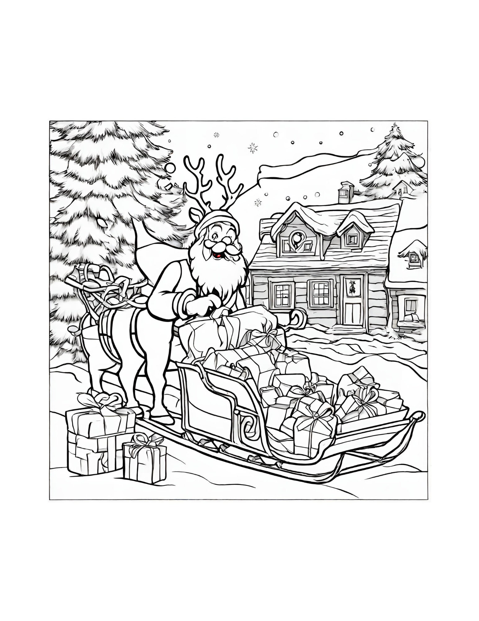Christmas Coloring Pages, Coloring Book With Santa Claus, Adult ...