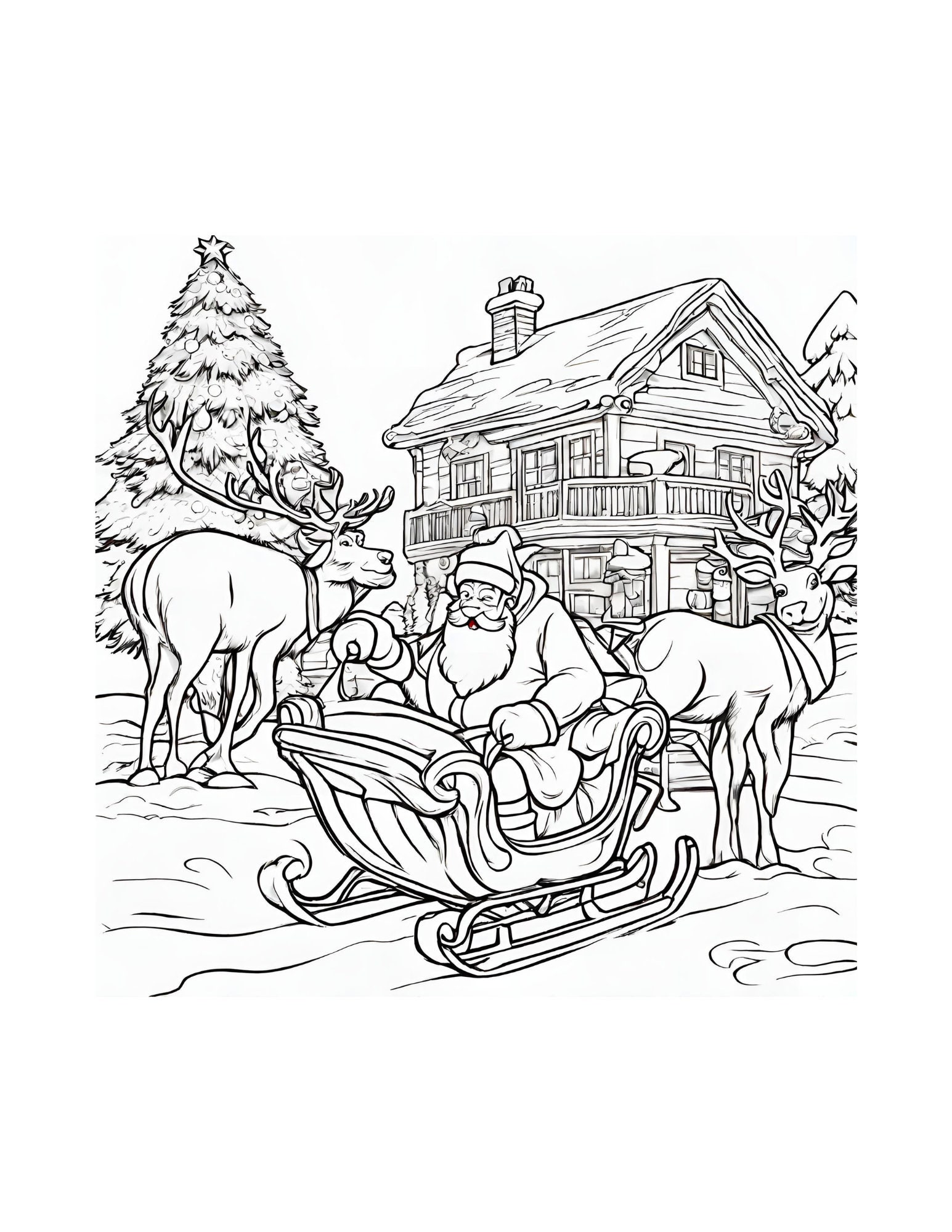 Christmas Coloring Pages, Coloring Book With Santa Claus, Adult ...