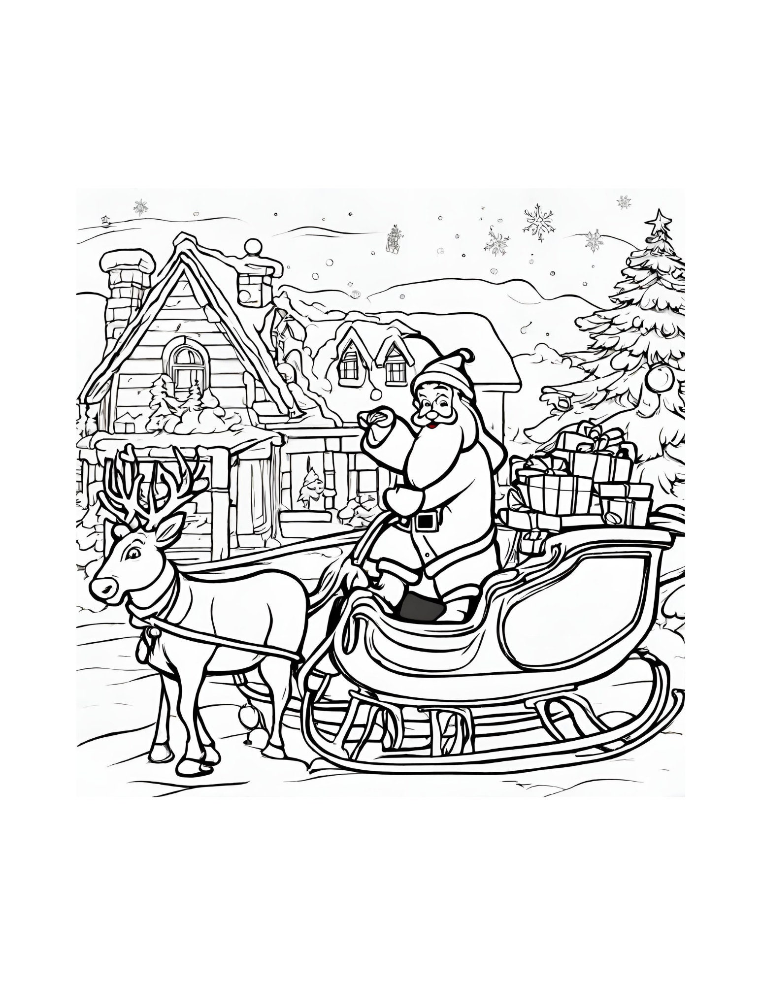 Christmas Coloring Pages, Coloring Book With Santa Claus, Adult ...