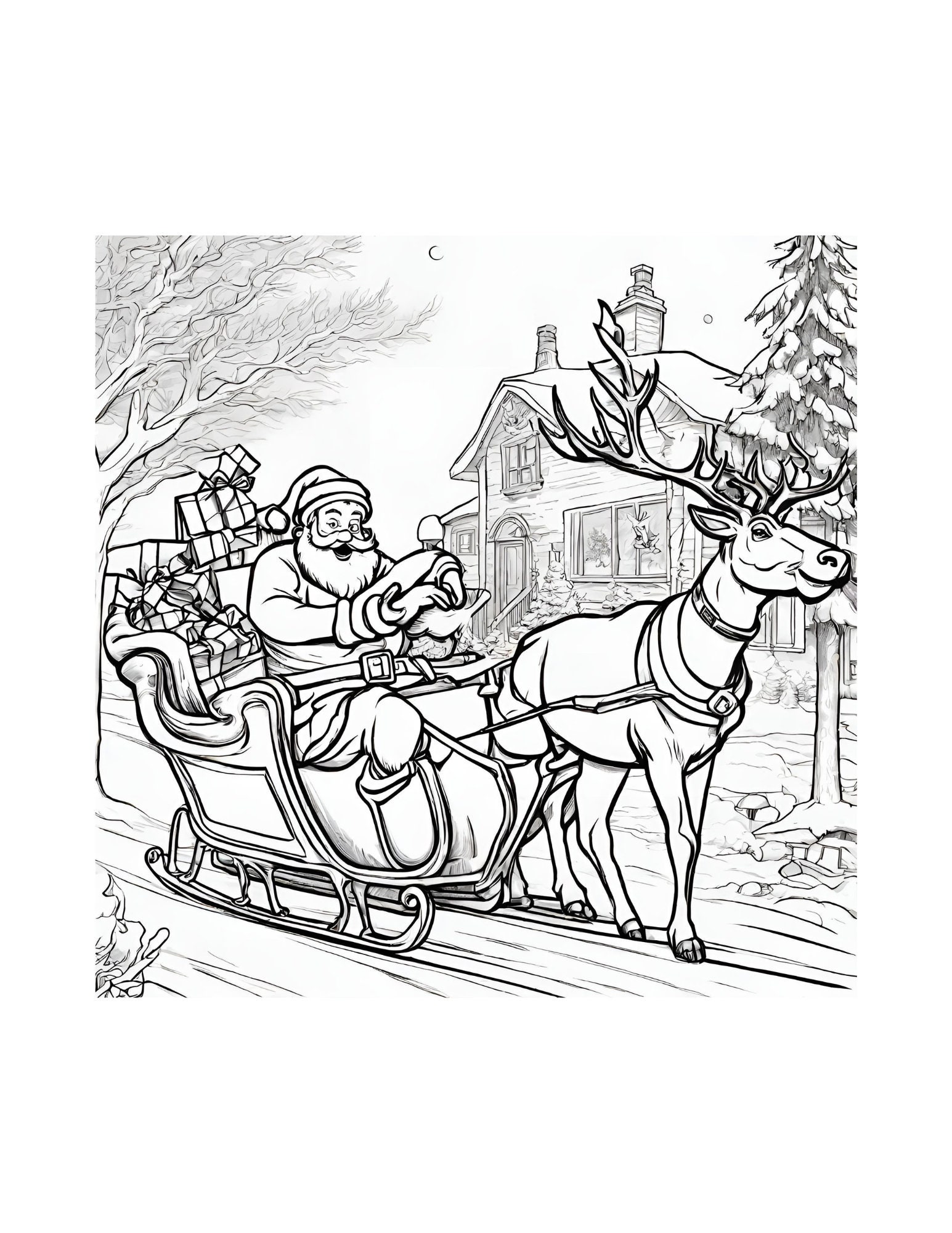 Christmas Coloring Pages, Coloring Book With Santa Claus, Adult ...