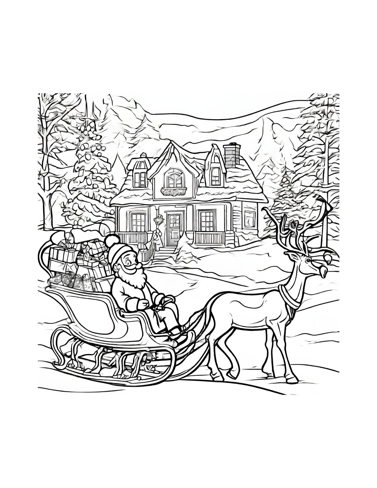 Christmas Coloring Pages, Coloring Book With Santa Claus, Adult ...