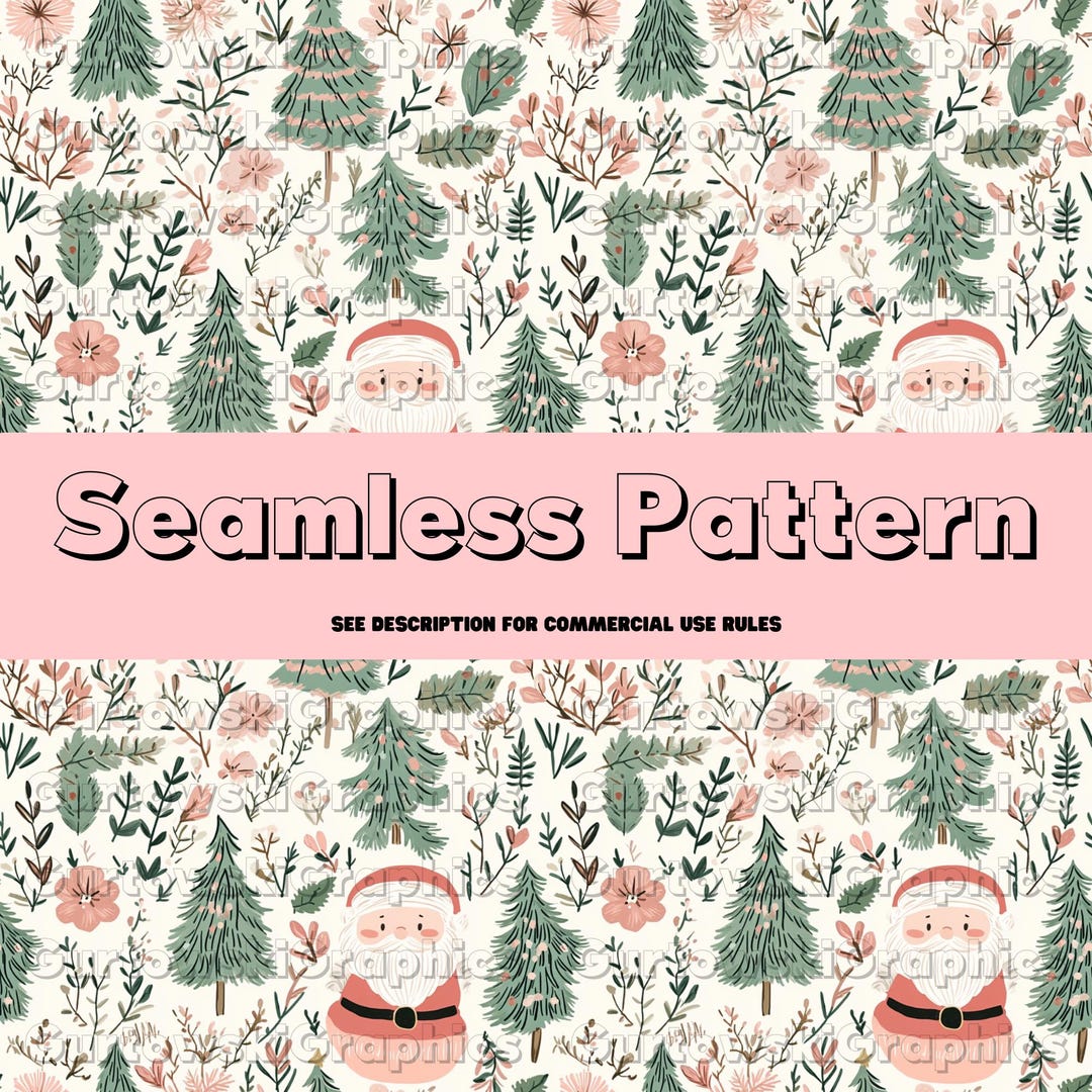Pastel Pink Christmas Seamless Pattern,christmas Pink Santa Seamless ...