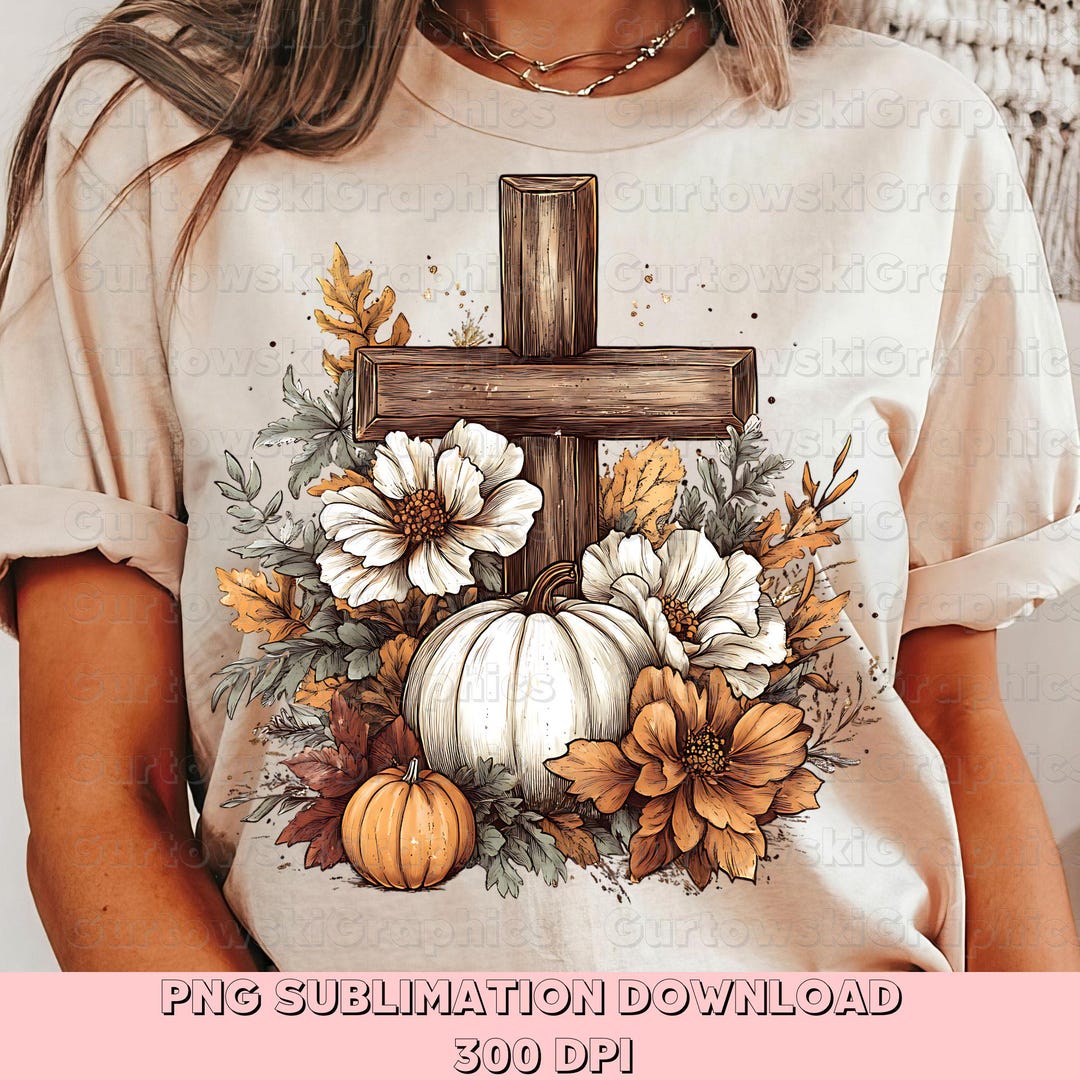 Boho Rustic Floral Pumpkin Cross Fall Jesus, Autumn Pumpkin Floral ...