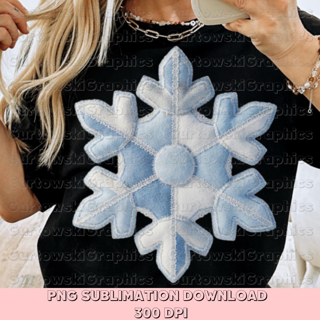 Faux Embroidery Preppy Christmas Snowflake PNG Sublimation Digital ...