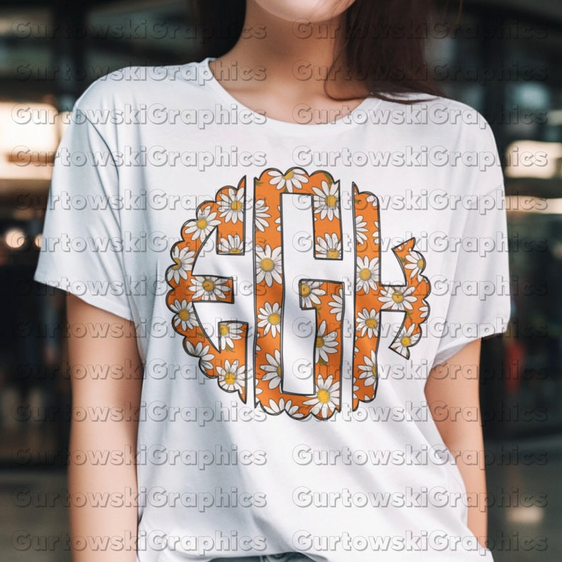 Floral Monogram, Preppy Monogram Digital Download, PNG Files for ...