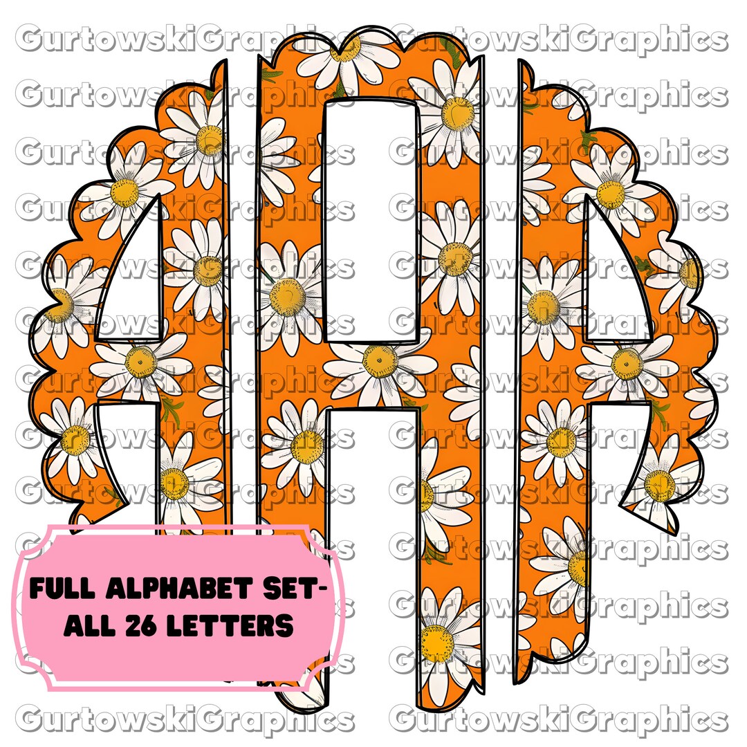 Floral Monogram, Preppy Monogram Digital Download, PNG Files for ...