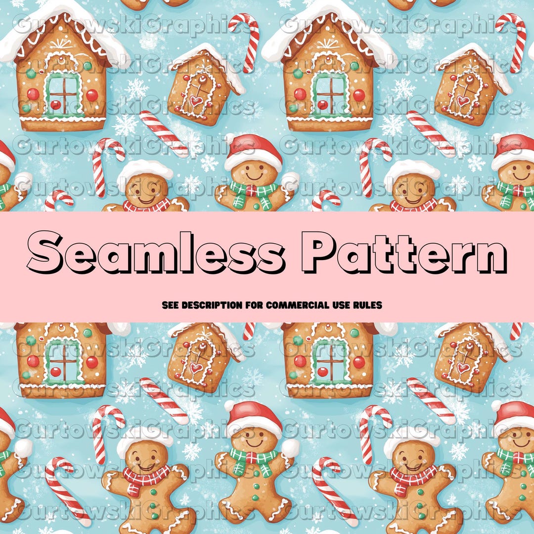 Blue Gingerbread Men Seamless, Gingerbread Christmas Seamless, Preppy ...
