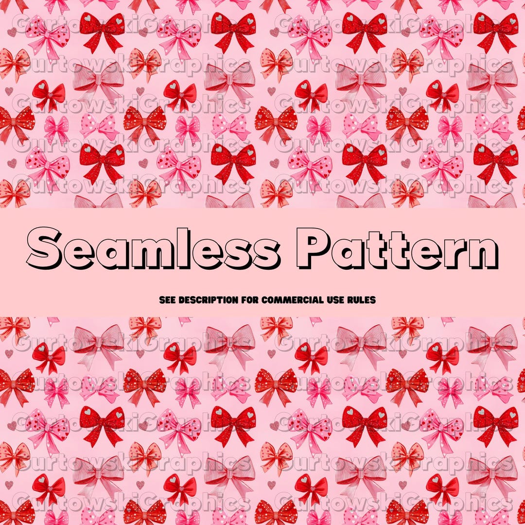 Coquette Valentine Bows Seamless Pattern, Valentine's Seamless Pattern ...