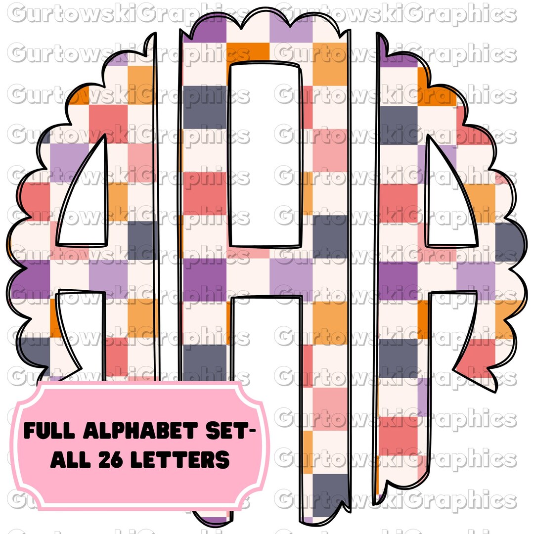 Fall Checkered Monogram,preppy Checkered Monogram Digital Download ...