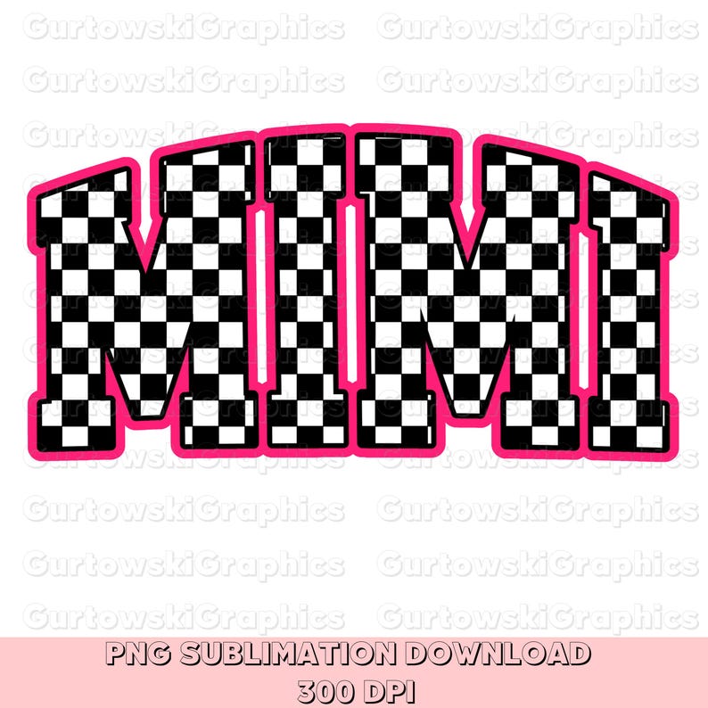 Hot Pink Checkered Mimi, Retro Checkered Png, Mimi Vibes Png, Preppy ...