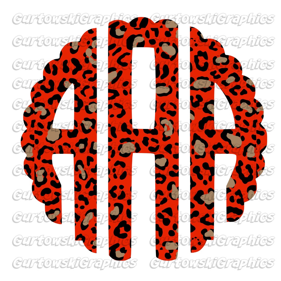 Red Leopard Monogram Digital Download PNG File, PNG Files for ...
