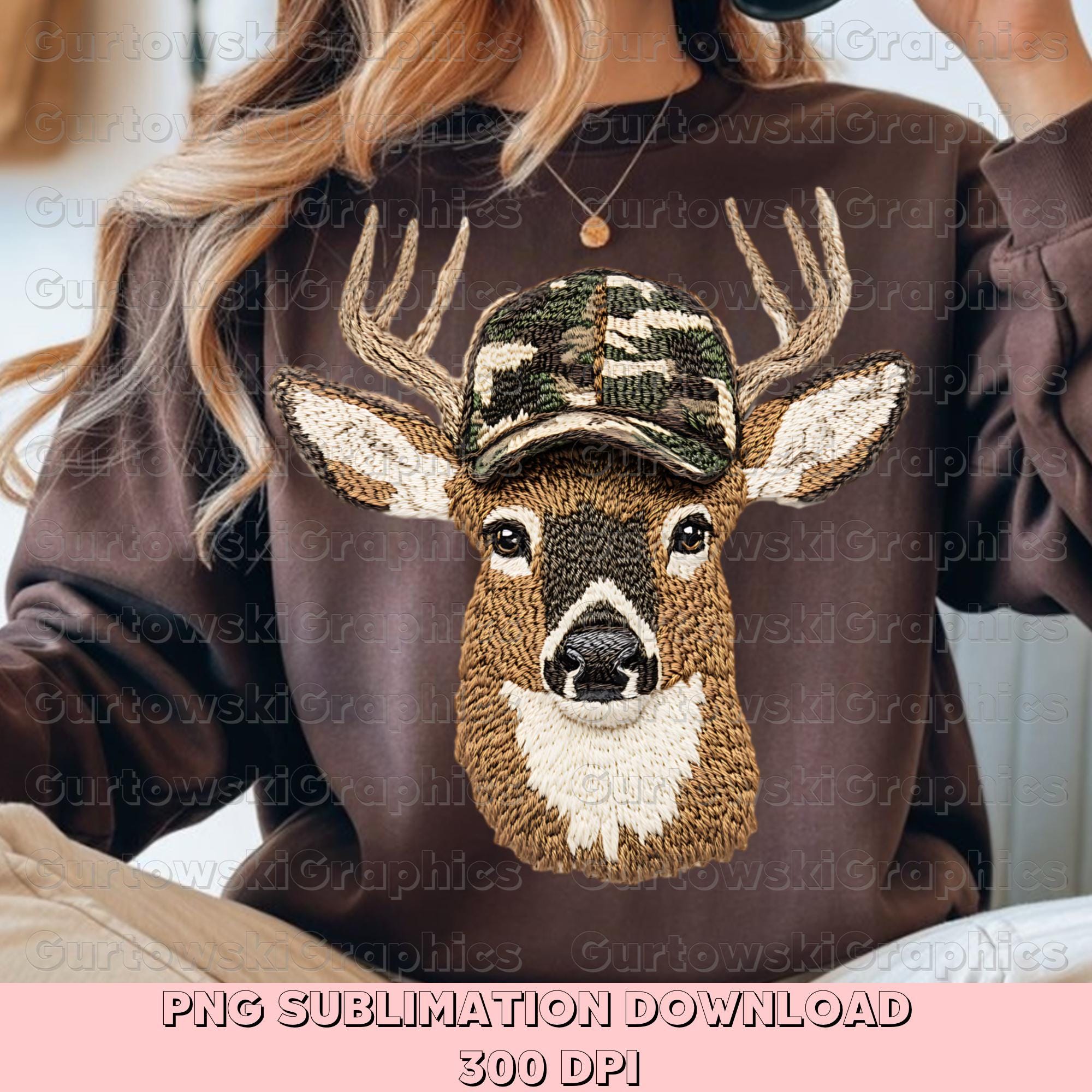 Faux Yarn Whitetail Buck Deer Hunting Camo PNG Sublimation Digital Faux ...