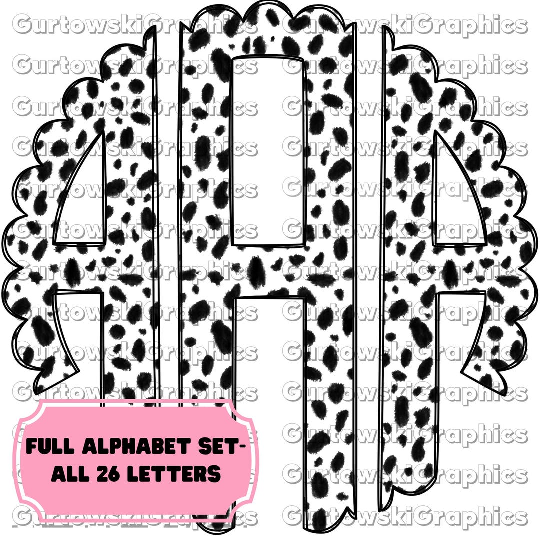 Dalmatian Print Monogram, Preppy Monogram Digital Initials,dalmatian ...