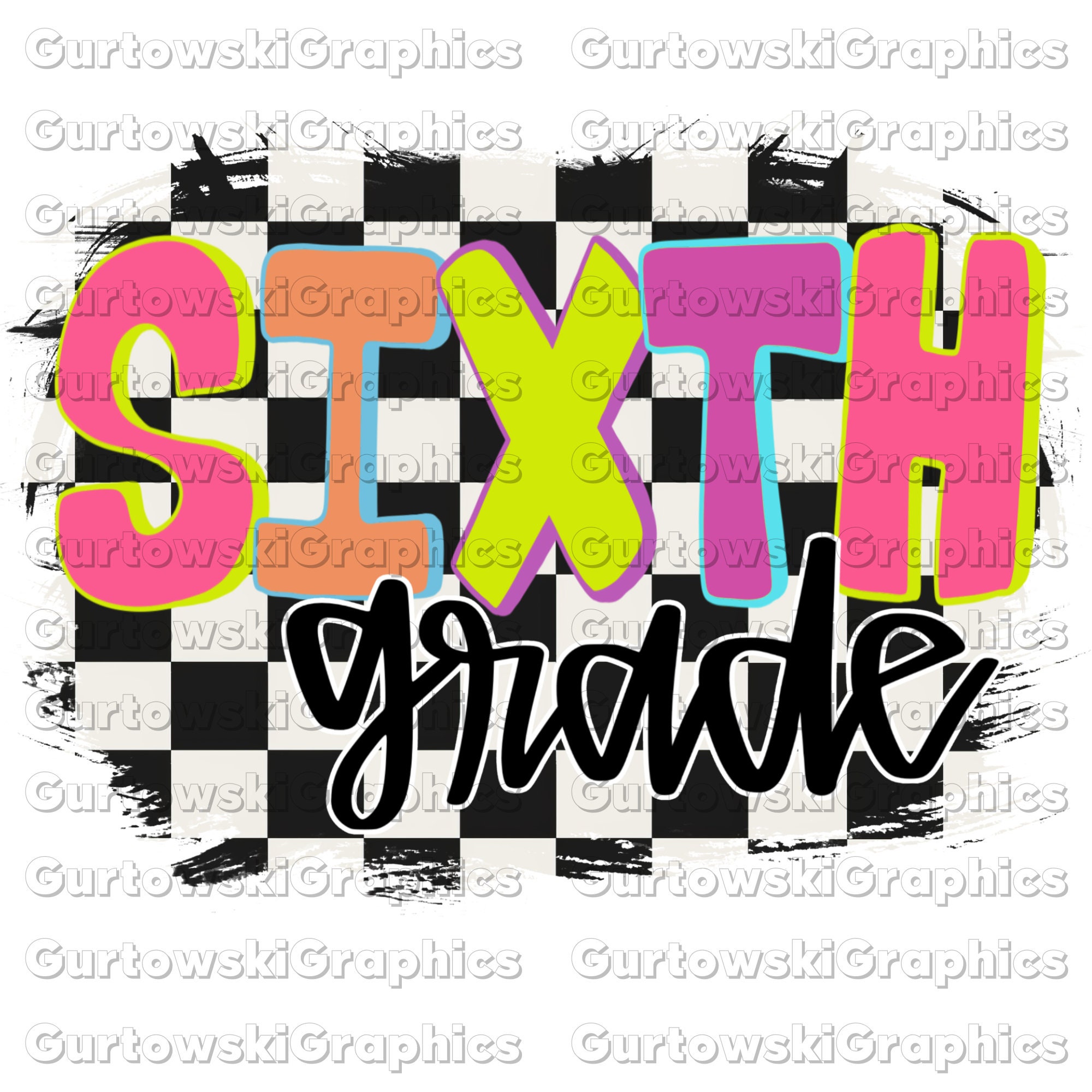 Sixth Grade Png,retro Back to School Grades,kid Designs for School ...