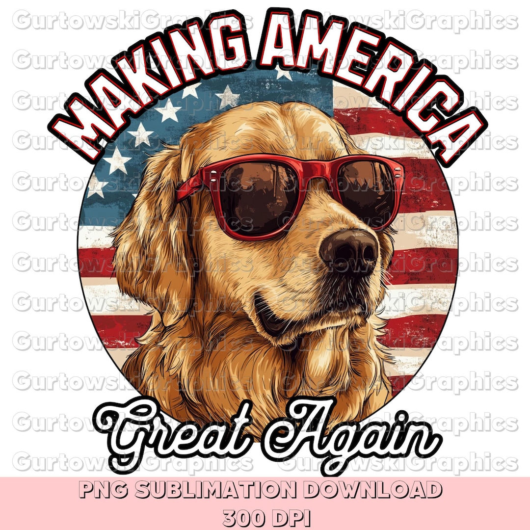 Golden Retriever Patriotic Png, Fourth of July Png, Dog Patriotic Png ...