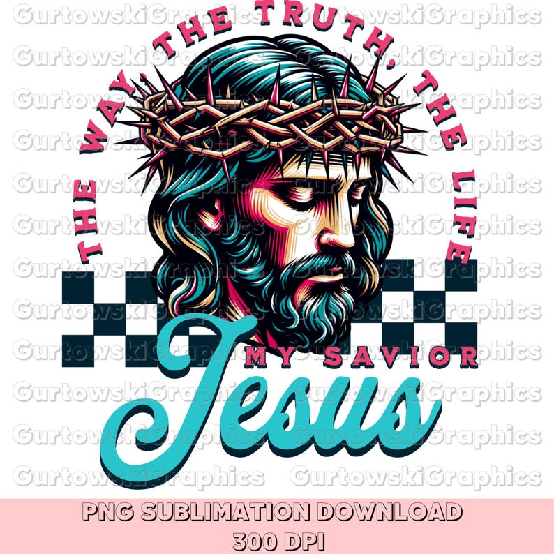 Jesus Retro Christian PNG, Religious Sublimation Designs, Retro ...