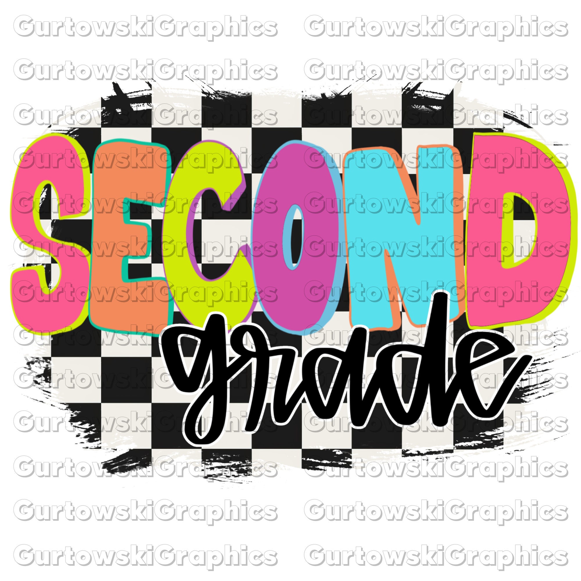 Second Grade Png,retro Back to School Grades,kid Designs for School ...
