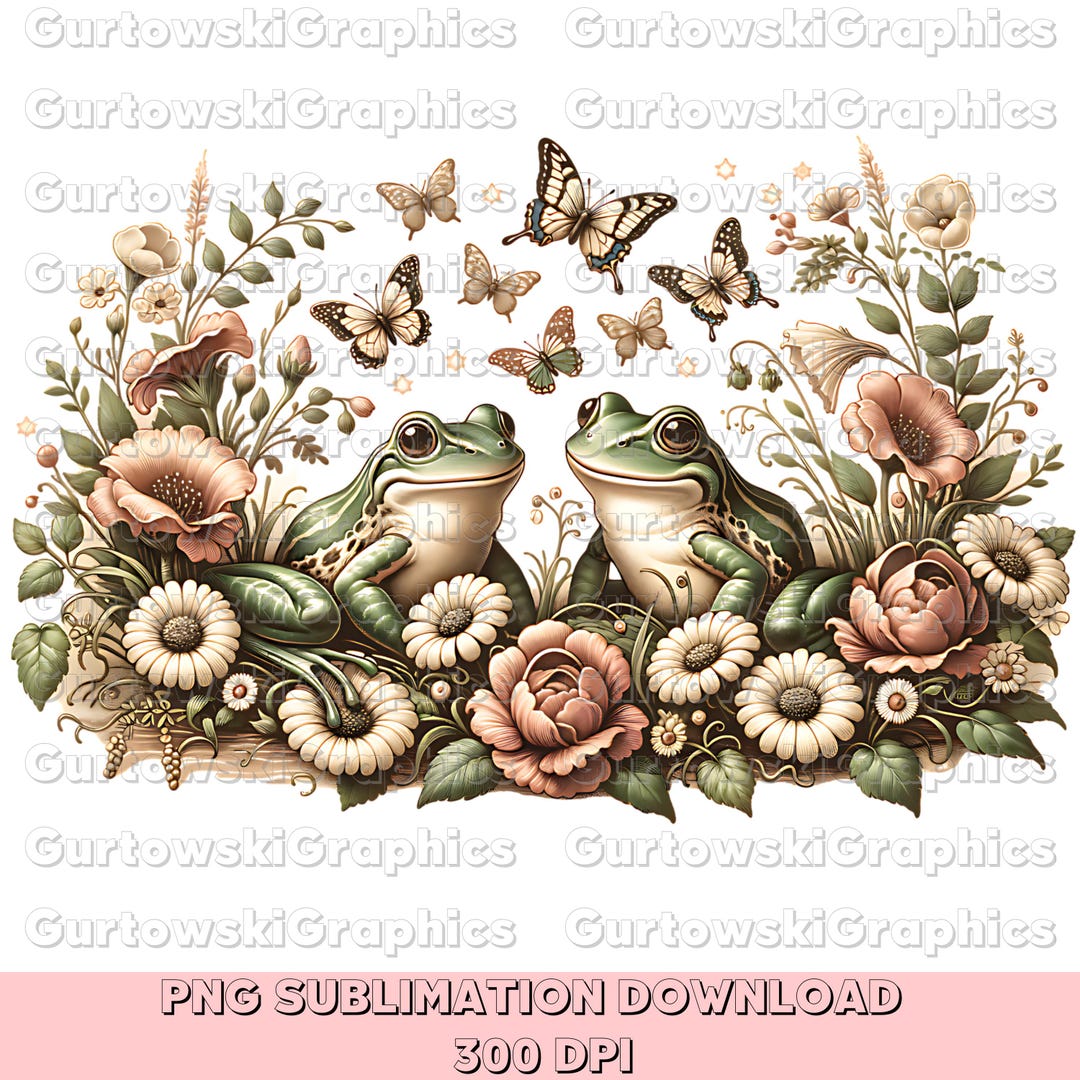 Cottagecore Frogs Png, Vintage Cottagecore, Wildflower Frog, Boho ...