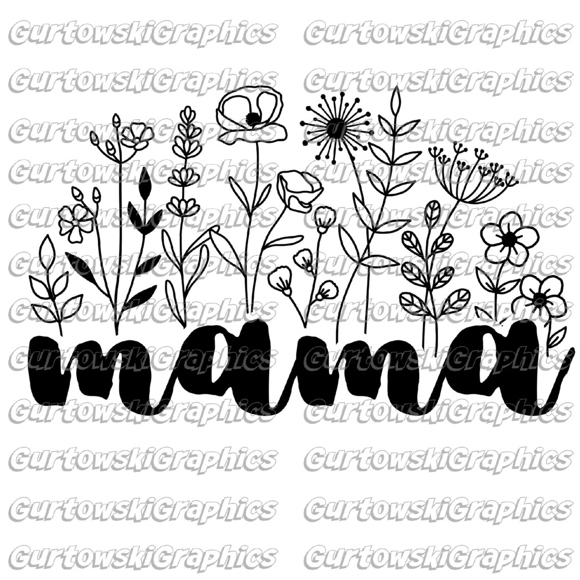 Floral Line Mama PNG File, PNG Files for Sublimation, Mother's Day Png ...