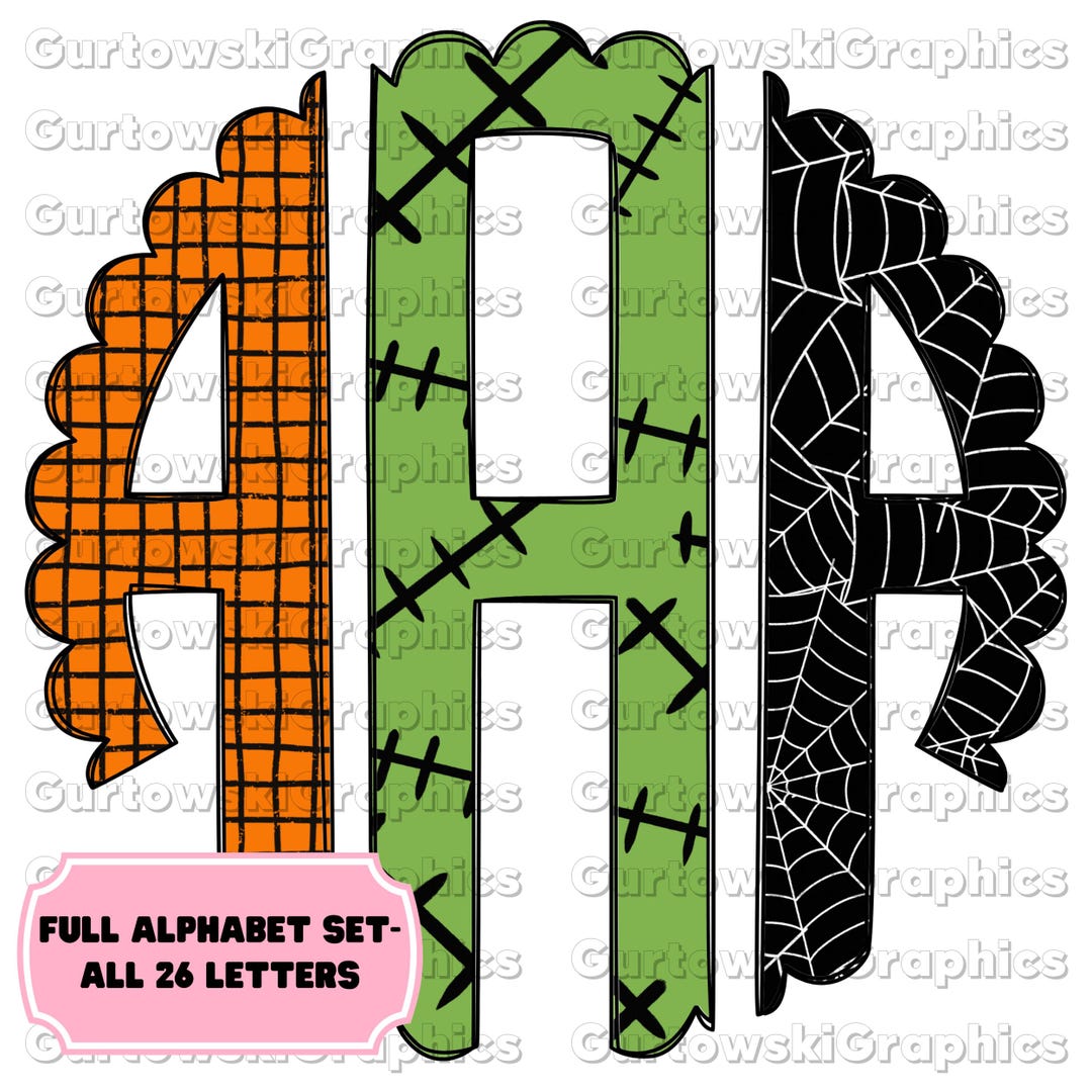 Monster Monogram,preppy Halloween Monogram Digital Download,scalloped ...