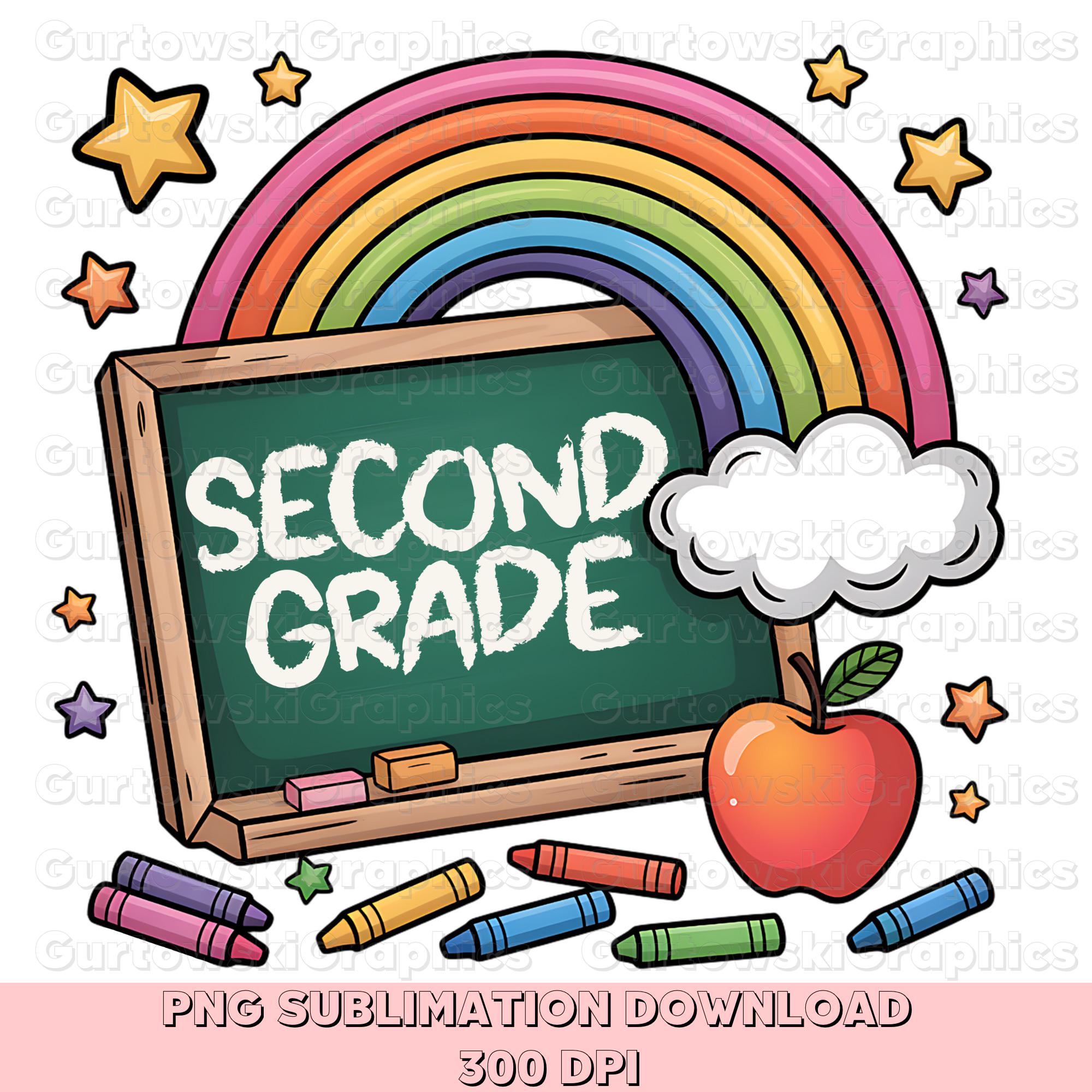 Second Grade Rainbow Back to School Grades, Kid Designs for School ...