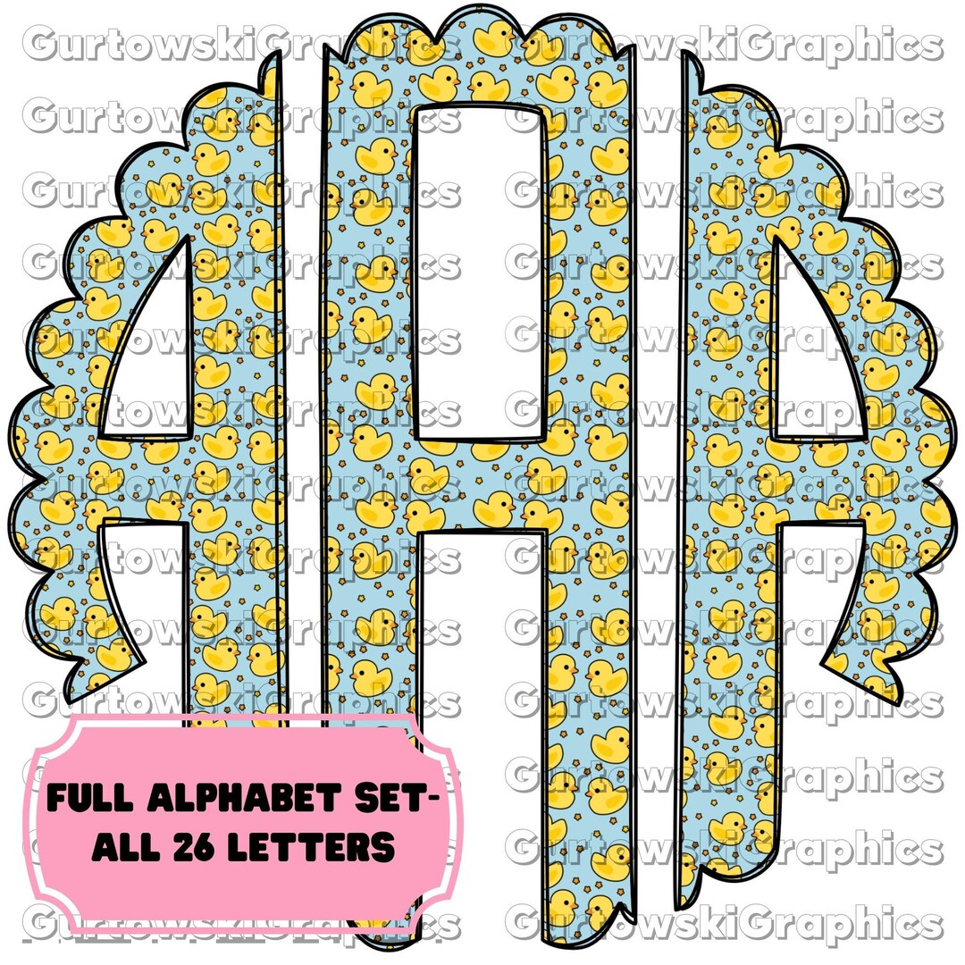 Rubber Duck Monogram, Preppy Monogram Digital Initials,duck Scallop ...