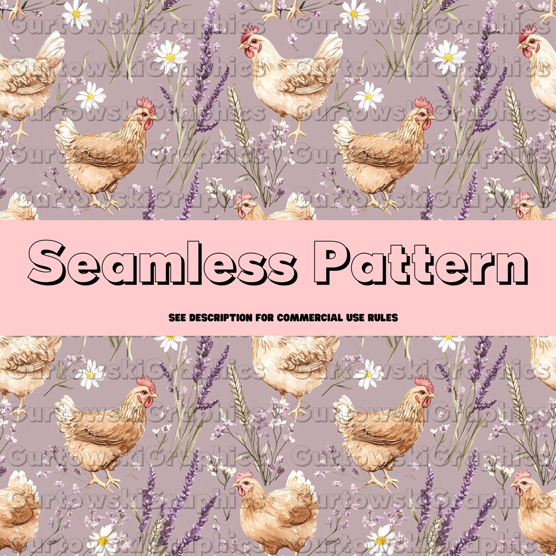 Seamless Chicken Pattern, Roosters Pattern Background, Seamless Instant ...