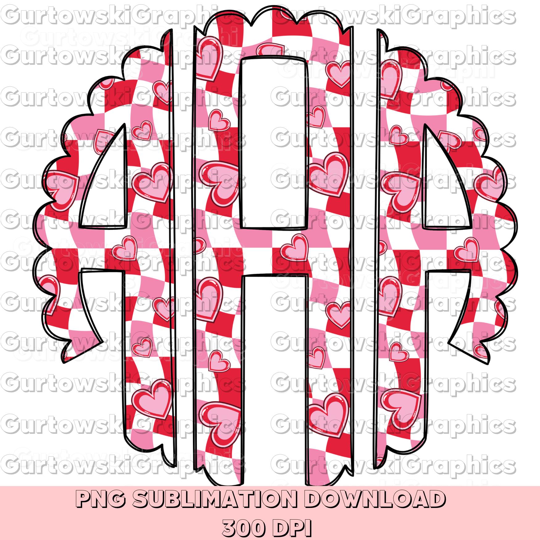 Valentine Checkered Board Monogram,checkered Scallop,full Alphabet ...