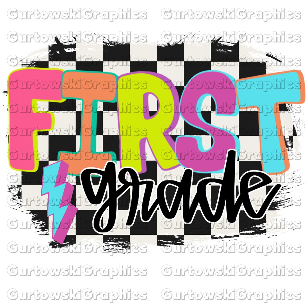 First Grade Png,retro Back to School Grades,kid Designs for School ...