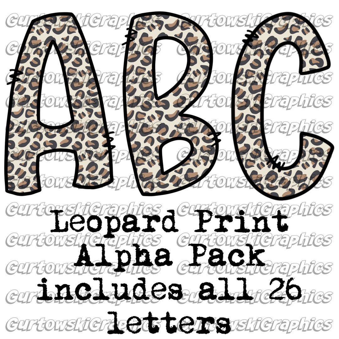 Leopard Print Doodle Letters , Sublimation Alphabet, Leopard Doodle ...