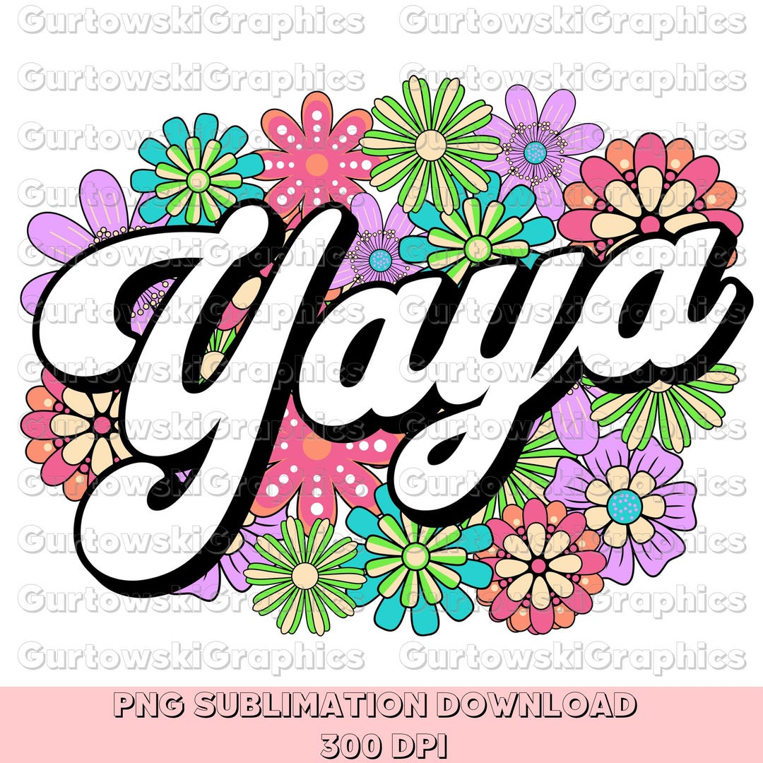 Yaya Spring Retro PNG, Groovy Yaya Png, Mother’s Day Floral,yaya Flower ...