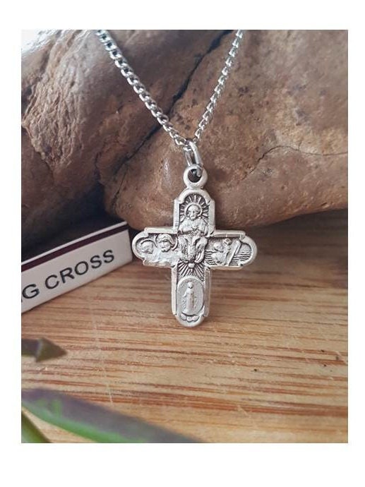 4 Way Cross Medalsterling Silver Cross Pendantcatholic Four | Etsy
