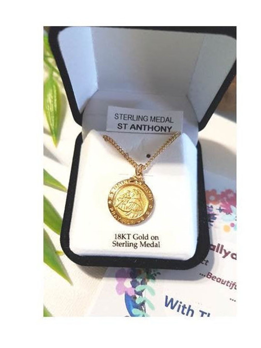 St Anthony Gold on Silver Medal,sterling Silver and Gold Overlay Saint ...