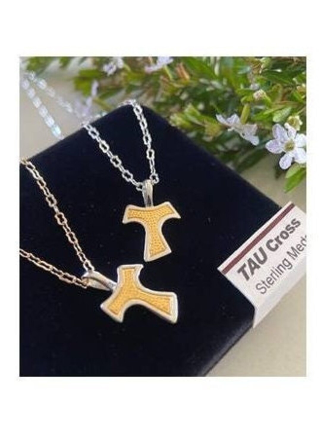 Mini Tau Cross Medal, Sterling Silver Tau Cross Pendant, 18KT Gold on ...