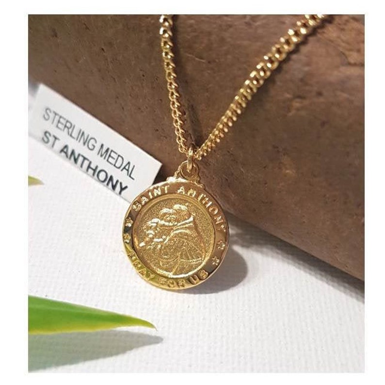 St Anthony Gold on Silver Medal,sterling Silver and Gold Overlay Saint ...