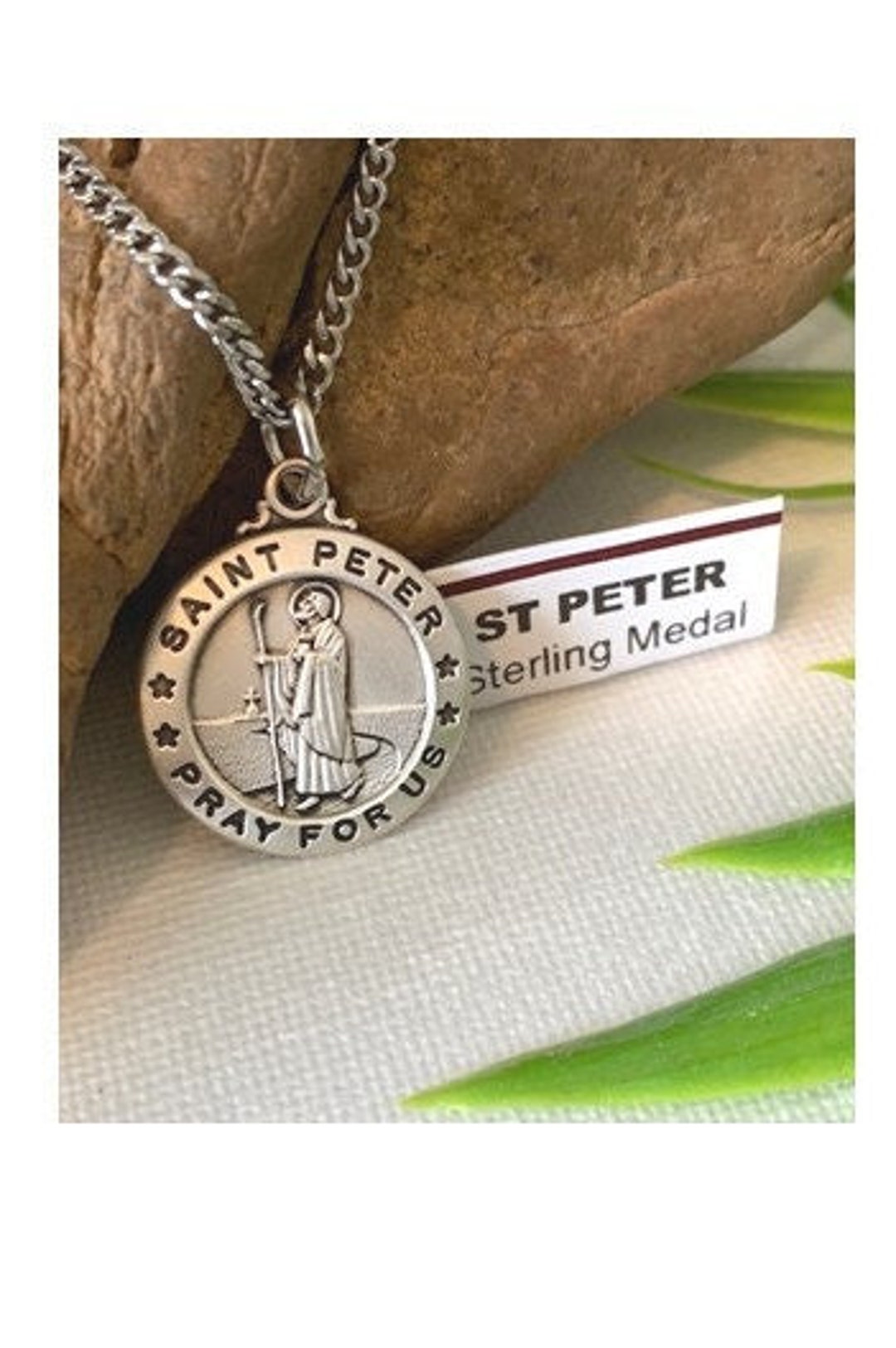 Saint Peter Sterling Silver Medal, Patron Saint Medal, Silver St Peter ...