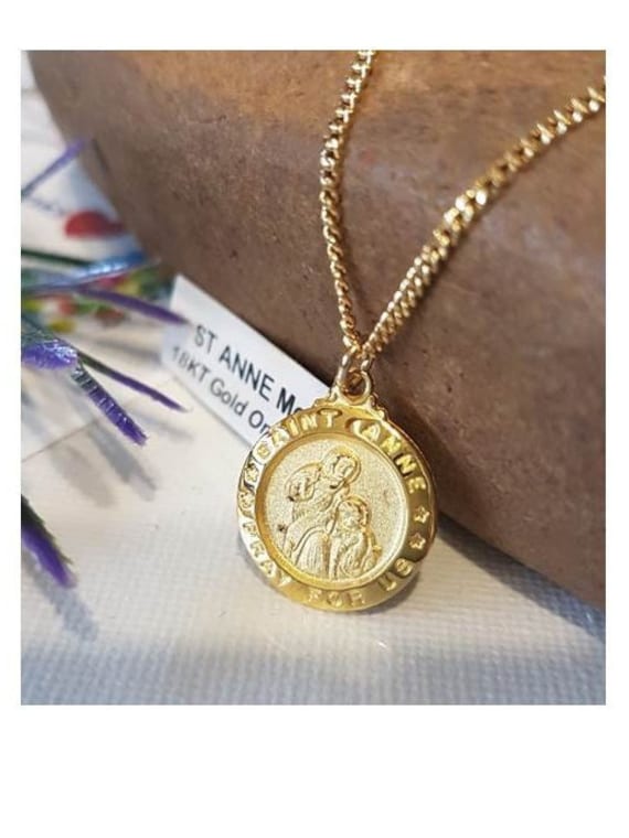 St Anne Gold on Silver Medal18kt Gold and Sterling Saint Anne | Etsy