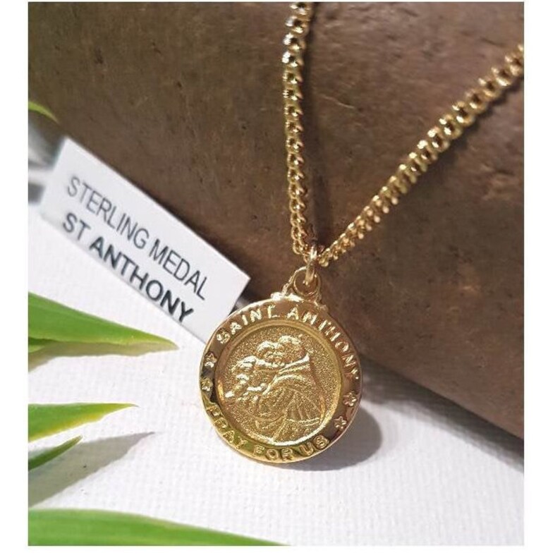 St Anthony Gold on Silver Medal,sterling Silver and Gold Overlay Saint ...