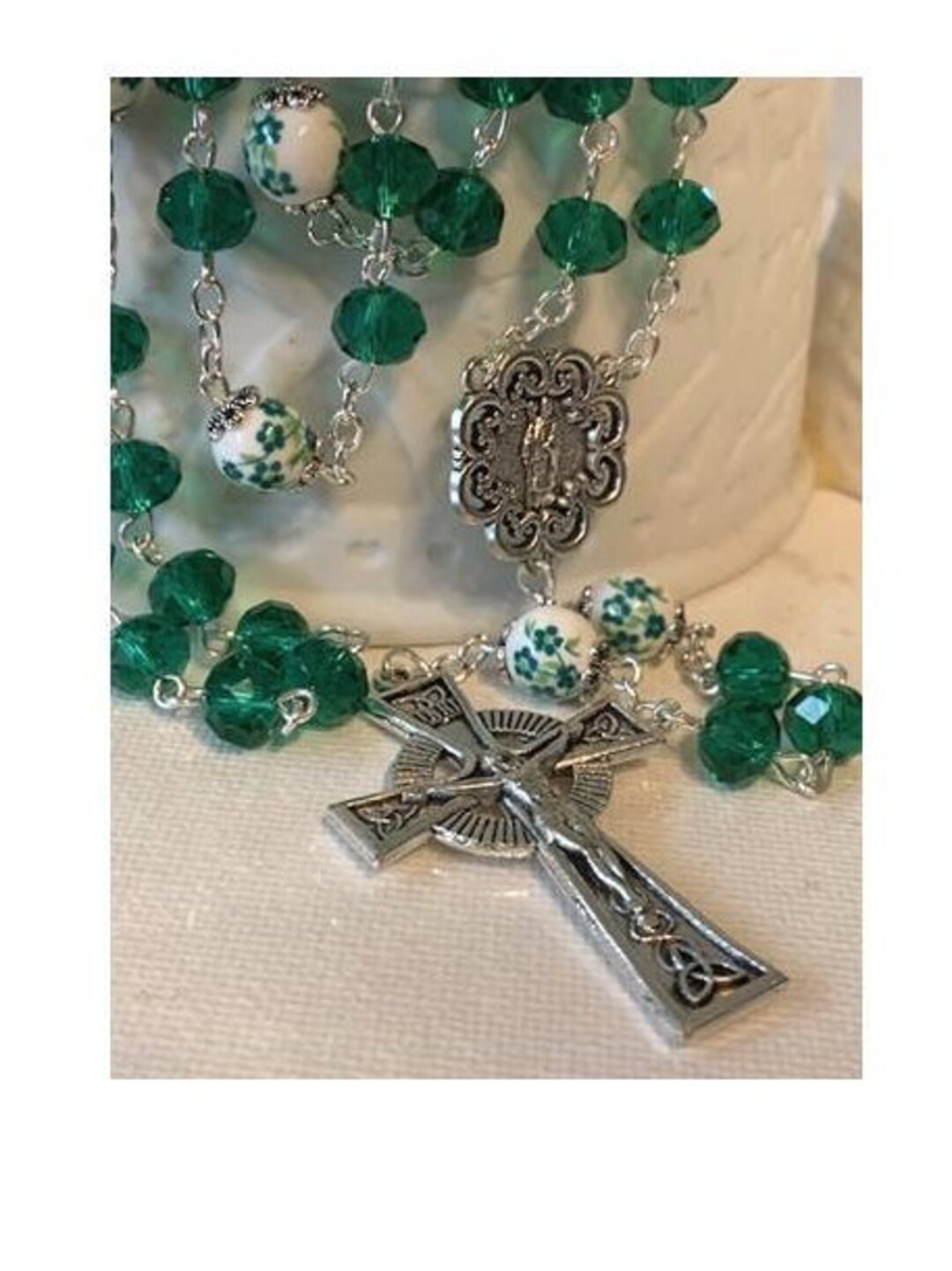 Celtic Rosary, Green Catholic Prayer Beads, Celtic Irish Rosary, St ...