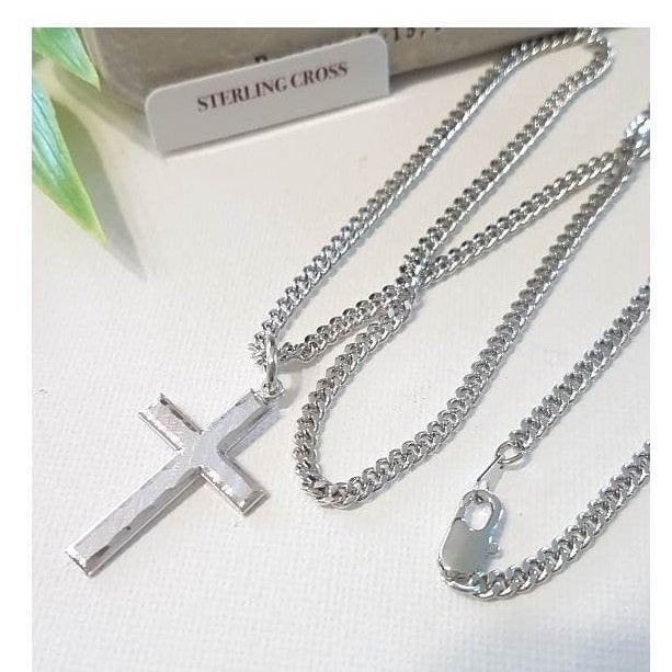 Mens Sterling Silver Cross Necklace/silver Cross Necklace/men - Etsy