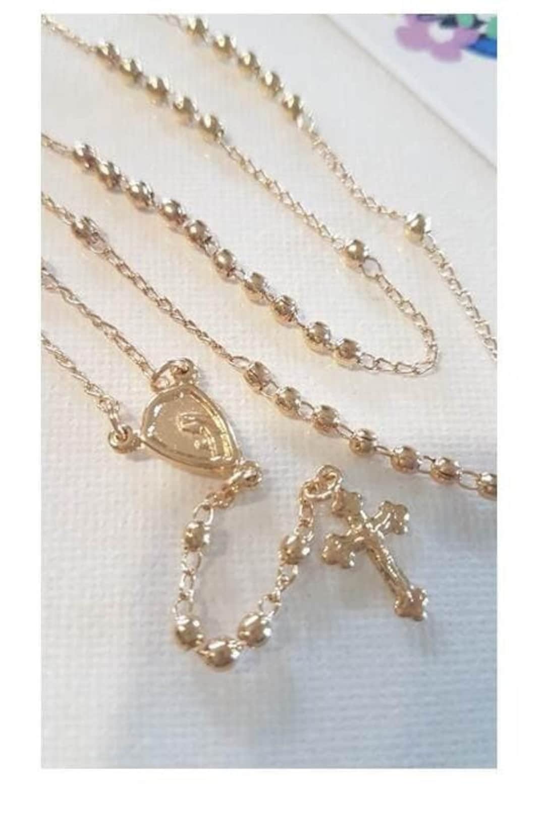 Virgin Mary Gold Filled Rosary Chain,popular Our Lady Rosary Chain ...