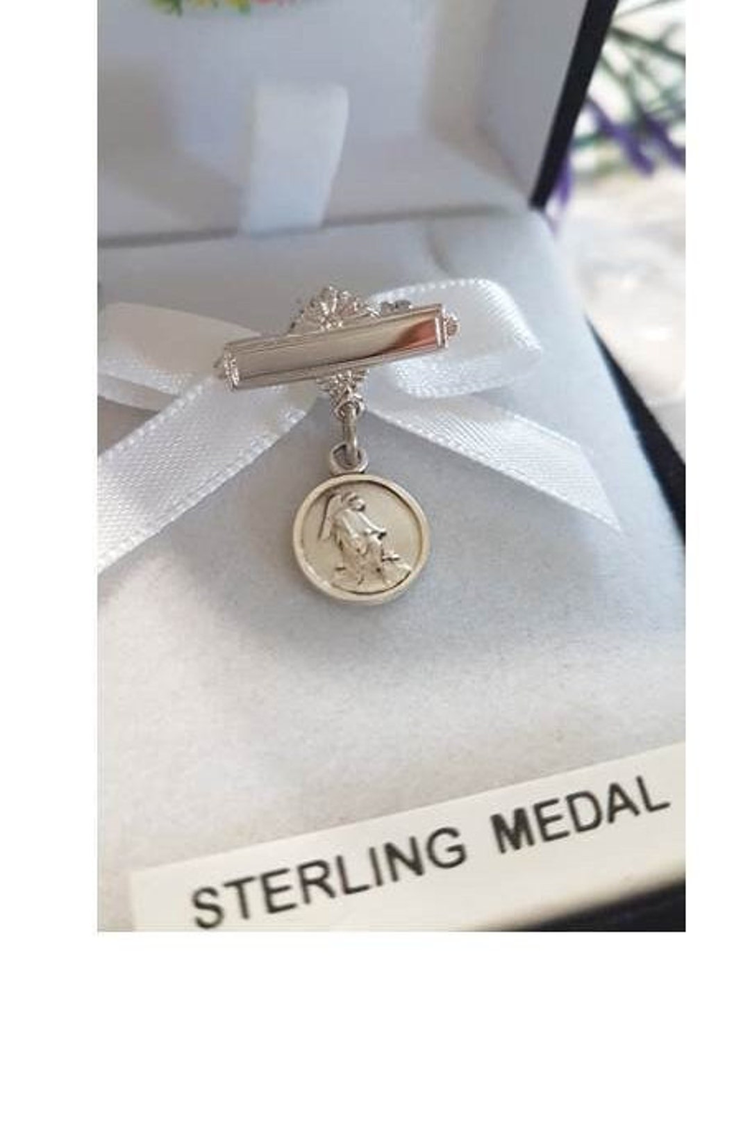 Guardian Angel Sterling Silver Medal Pin,sterling Bar Pin,baby and ...