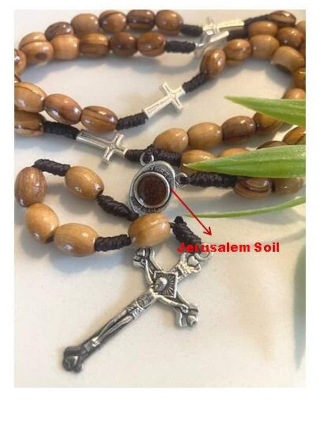 Olive Wood Rosary With Jerusalem Soil, Holy Land Rosary Beads ...