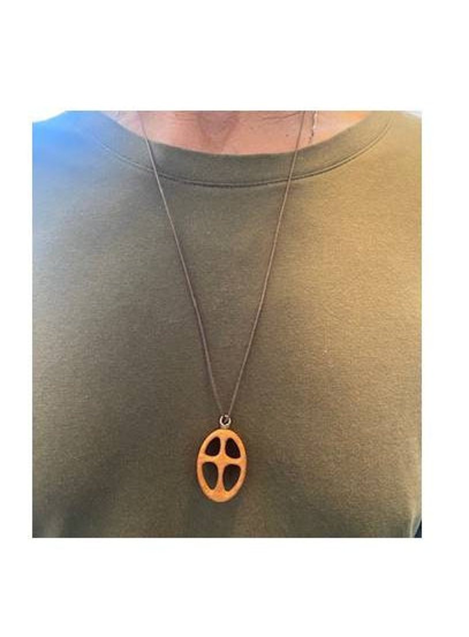 Olive Wood Cross Necklace for Men, Chunky Cross Wood Peace Sign, Adult ...