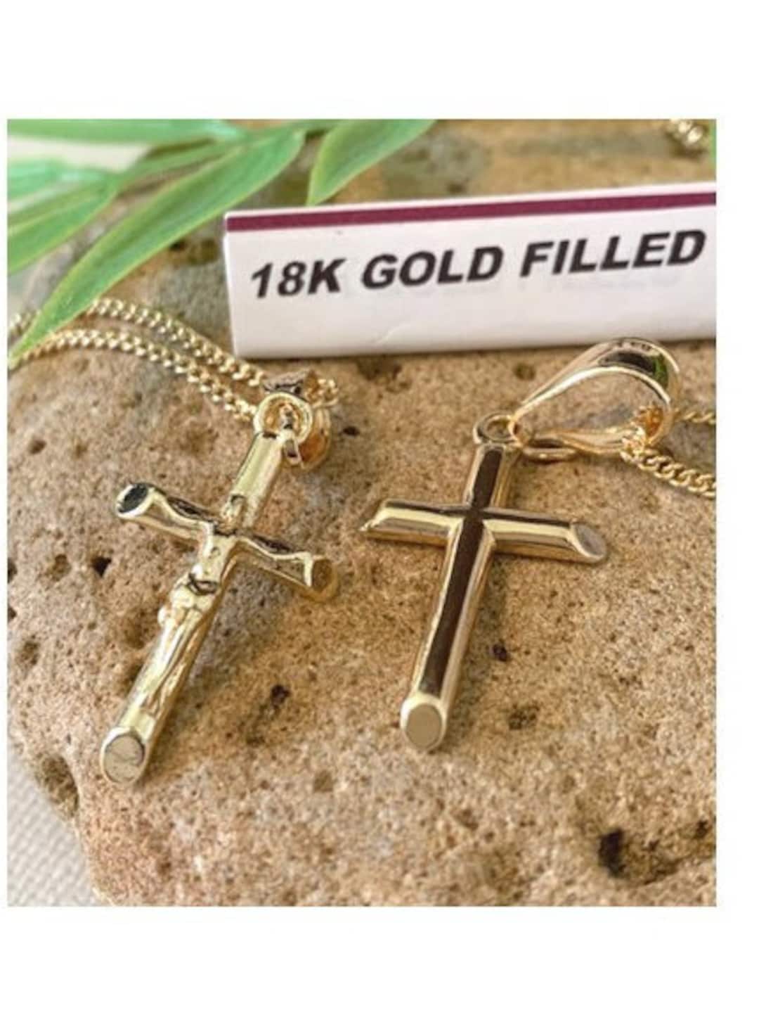 Simple Gold Filled Cross Pendant,18k Gold Filled Crucifix Necklace ...