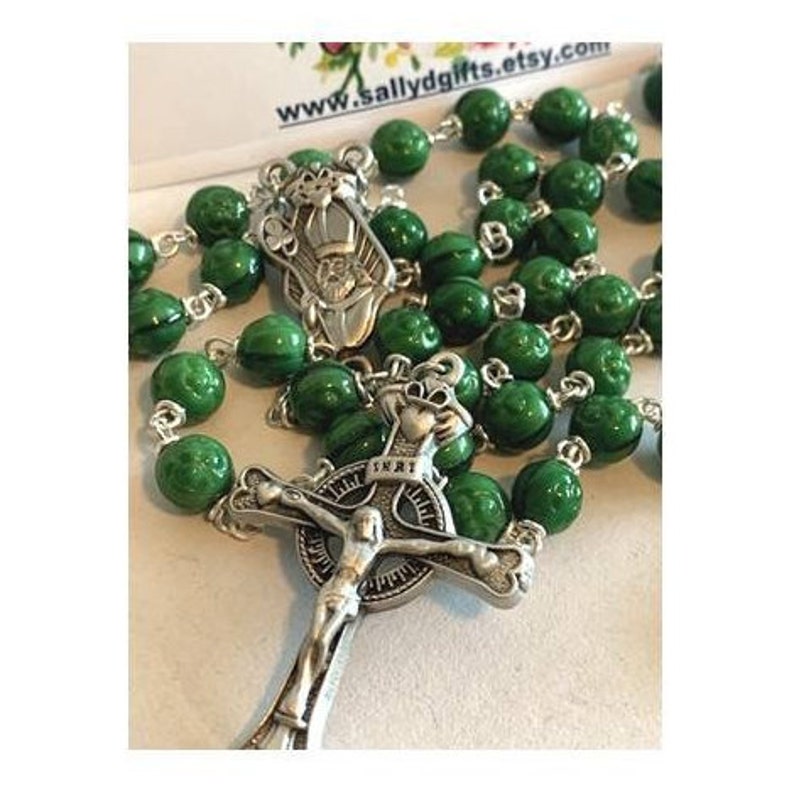 Celtic Rosary, St Patrick Rosary, Green Celtic Cross, Irish Claddagh ...