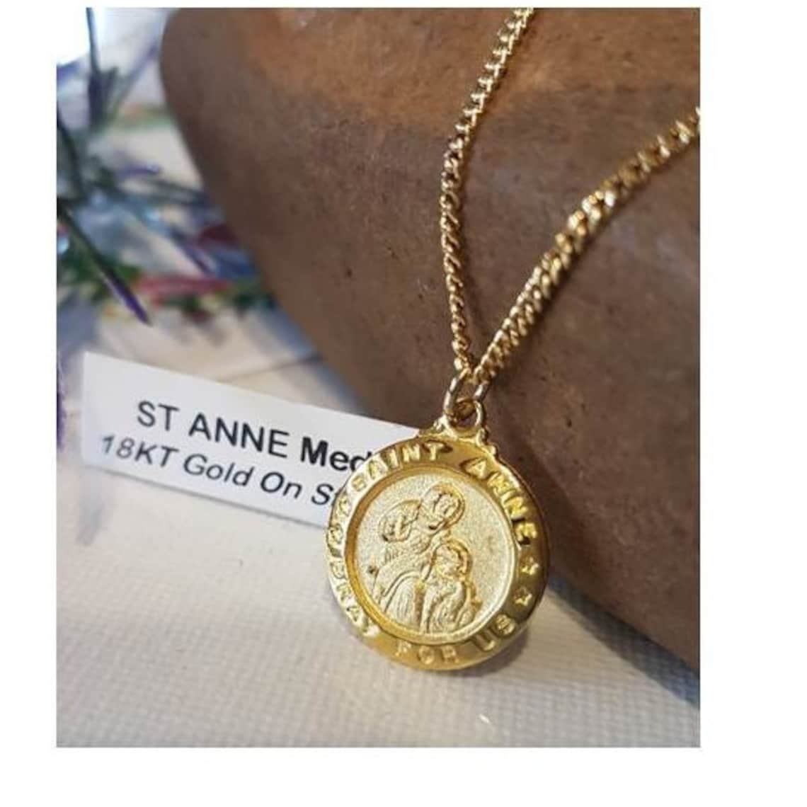 St Anne Gold on Silver Medal18kt Gold and Sterling Saint Anne | Etsy